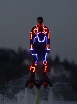 Professional LED helmet for flyboarders and water sports.